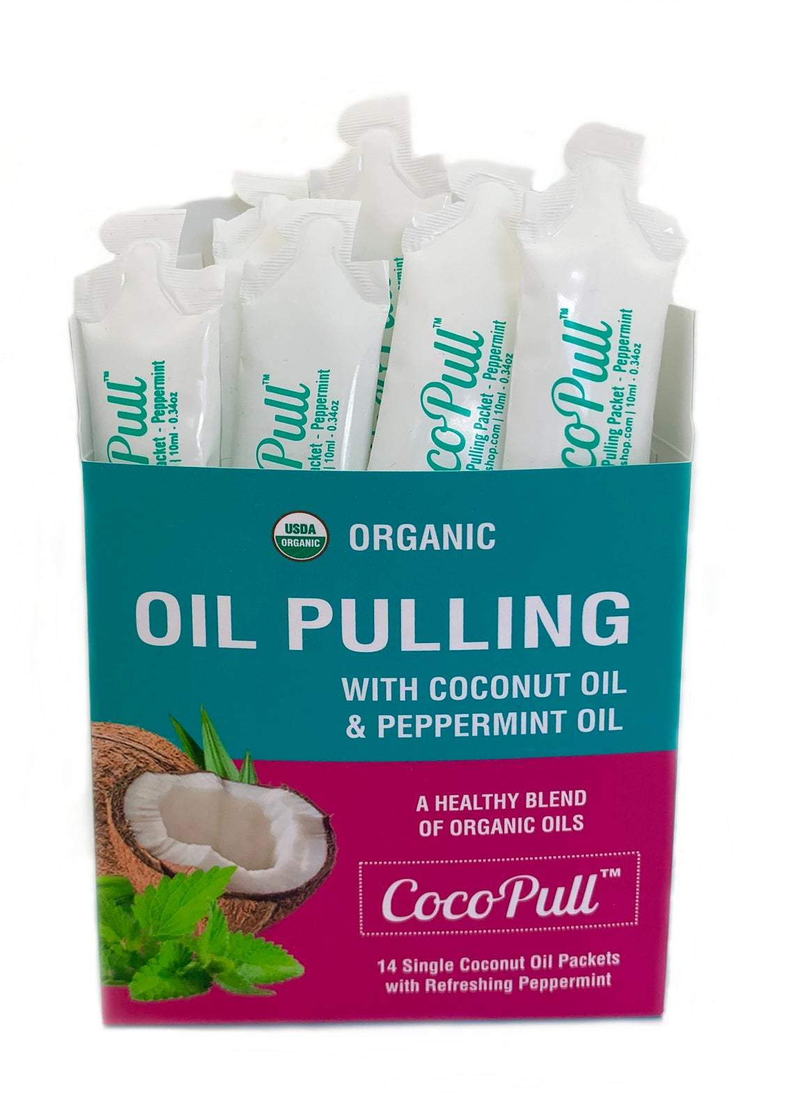 Cocopull Organic Oil Pulling Packets with Coconut Oil and Peppermint